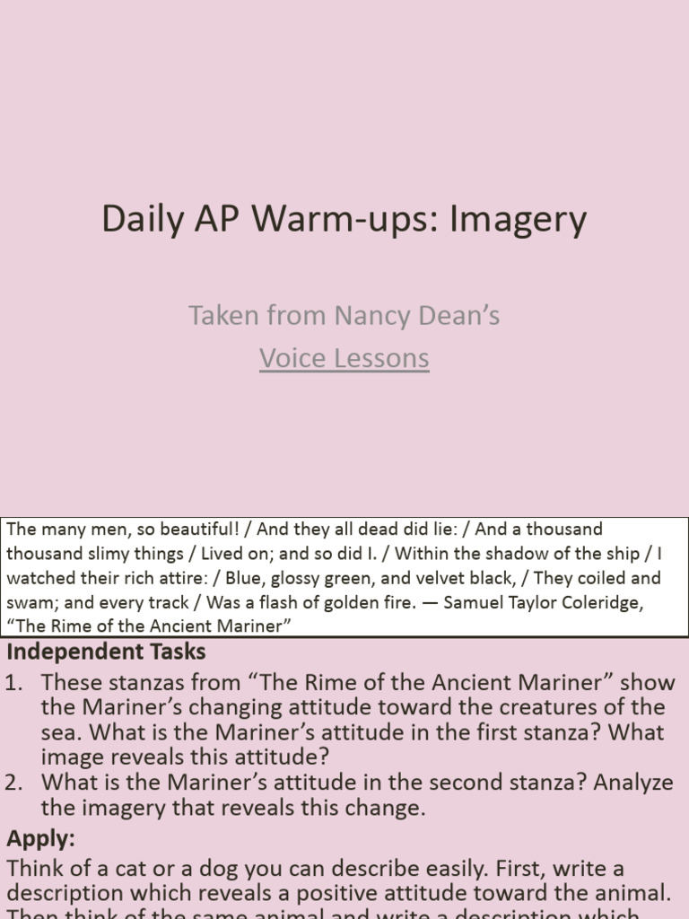 Daily AP Warm-ups on Imagery Techniques | PDF