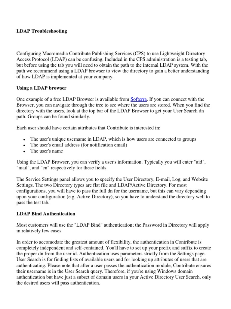 LDAP Troubleshooting Guide | PDF | User (Computing) | Active Directory