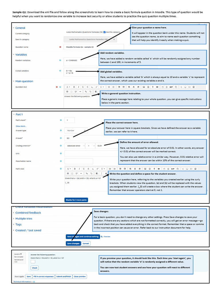 Creating Moodle Formulas Questions | PDF | Random Variable ...