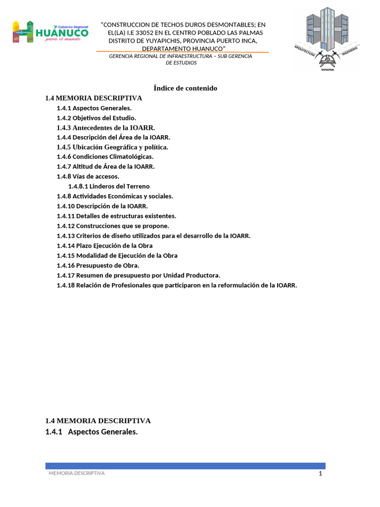 Memoria Descriptiva I.E 33052 - Las Palmas | PDF | Precipitación | Clima