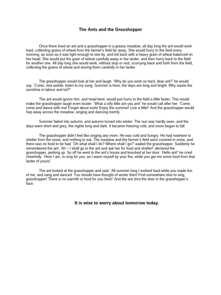 The Ants and The Grasshopper | PDF