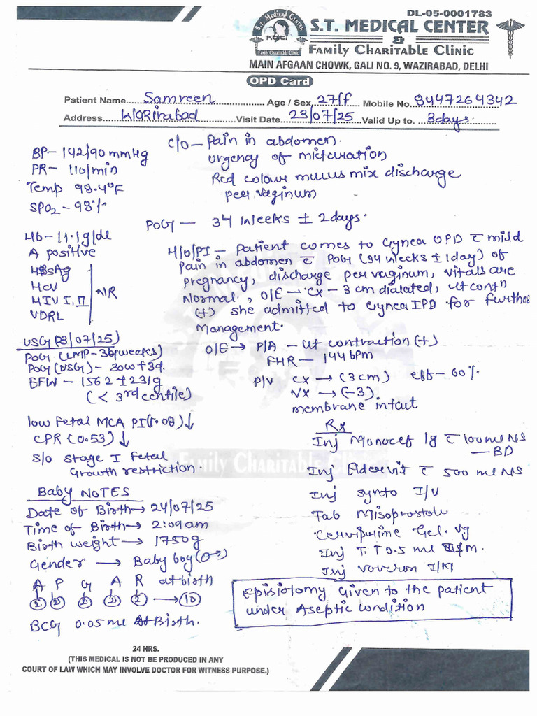 Hospital Discharge Slip | PDF