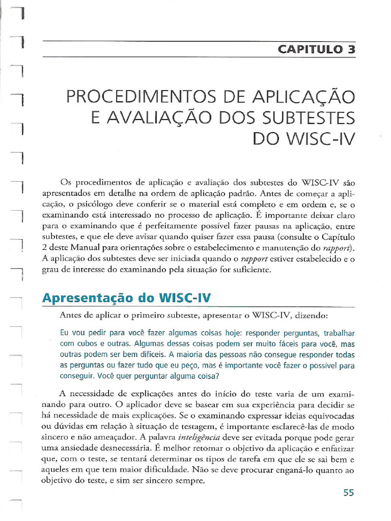 Aplicação e Avaliação do WISC-IV | PDF | Science | Tempo