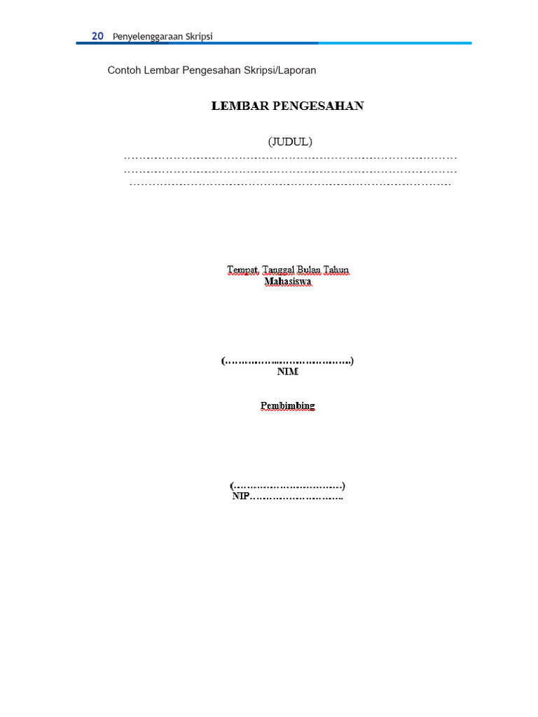 Lembar Pengesahan Laporan Skripsi Ptk | PDF