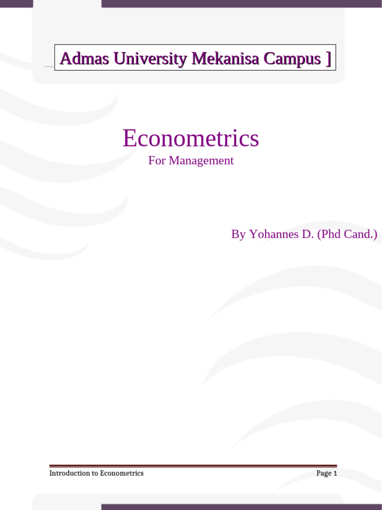 Econometrics MGT Unit 3 STD | PDF | Econometrics | Coefficient Of Determination
