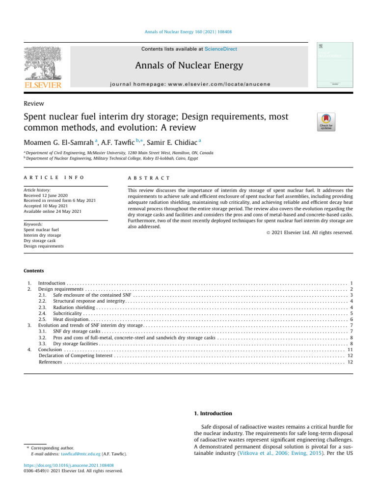 Spent Nuclear Fuel Dry Storage Review | PDF | Spent Nuclear Fuel ...