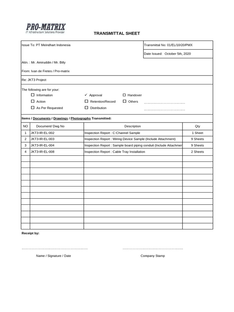Transmittal Sheet JKT3 - EL001-Print | PDF