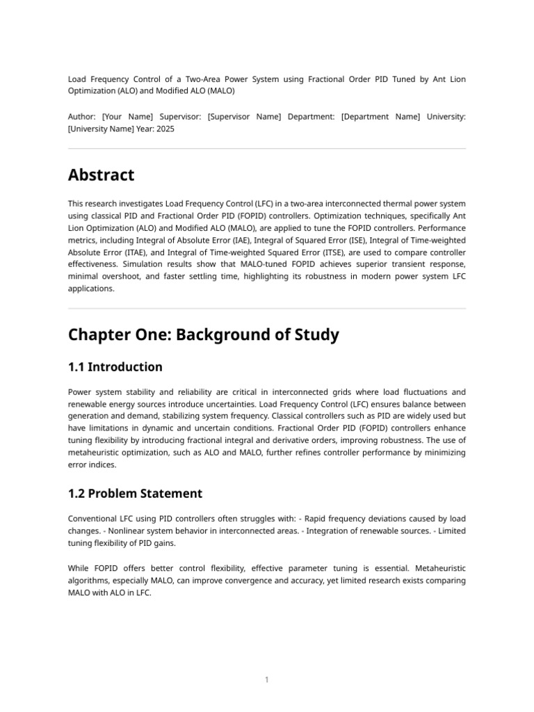 Two Area Lfc Thesis | PDF | Mathematical Optimization | Control Theory