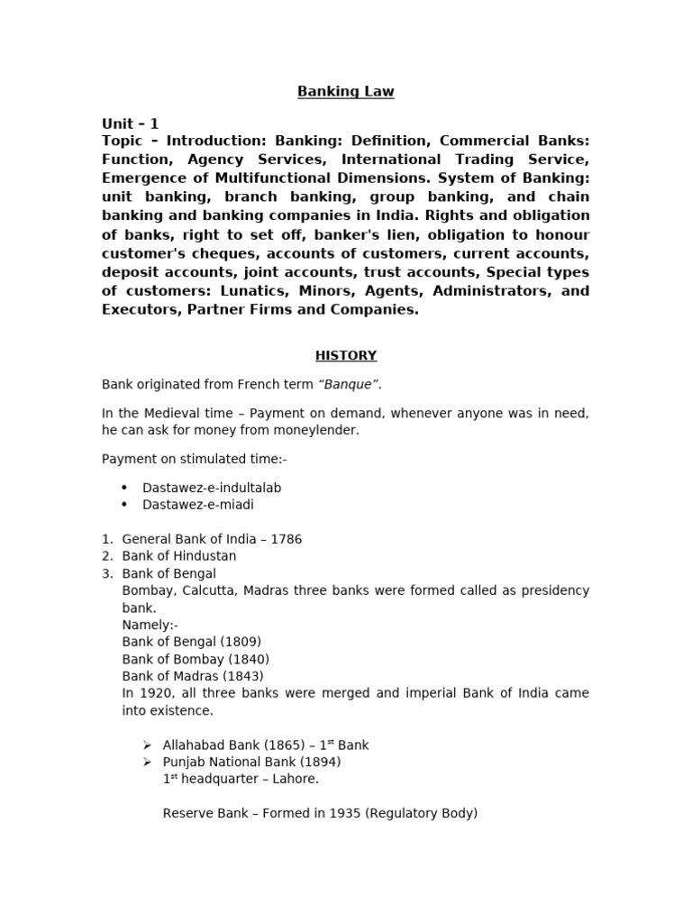 Overview of Banking Law in India | PDF | Banks | Reserve Bank Of India