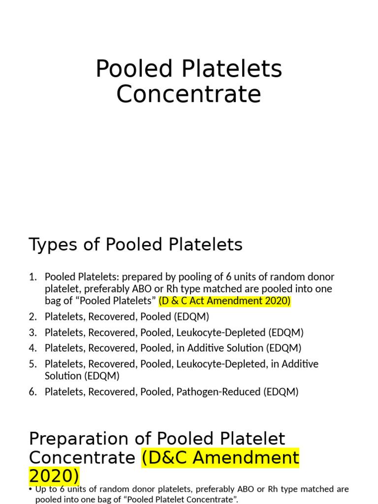 Pooled Platelets | PDF