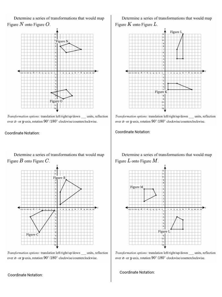 Day 1 - Transformations and Symmetry Homework | PDF