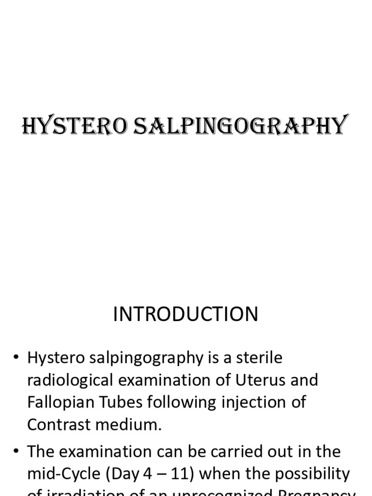 Hysterosalpingography Procedure Guide | PDF