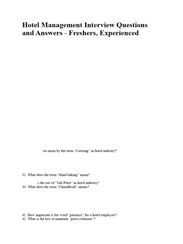 Hotel Management Interview Q&A Guide | PDF | Hotel