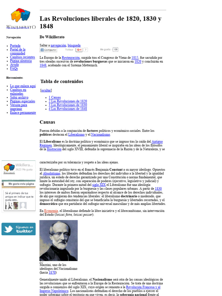 Las Revoluciones liberales de 1820, 1830 y 1848 - Wikillerato | PDF ...