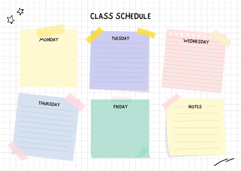 Yellow Blue Fun Notes Class Schedule | PDF