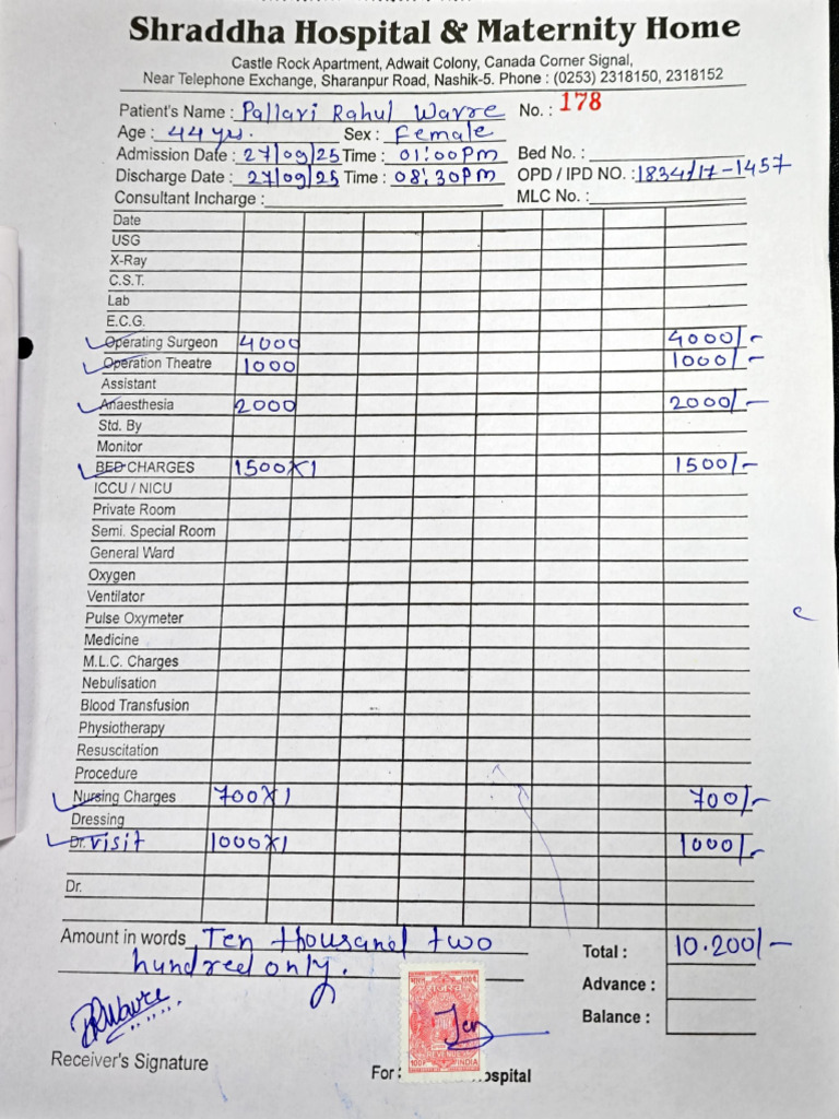 Hospital Receipt | PDF | Clinical Medicine | Medical Specialties