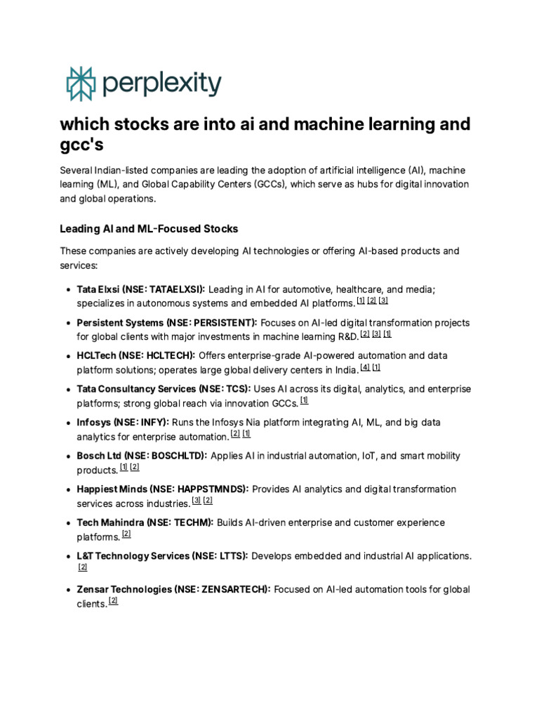 Which Stocks Are Into Ai and Machine Learning and | PDF | Artificial ...