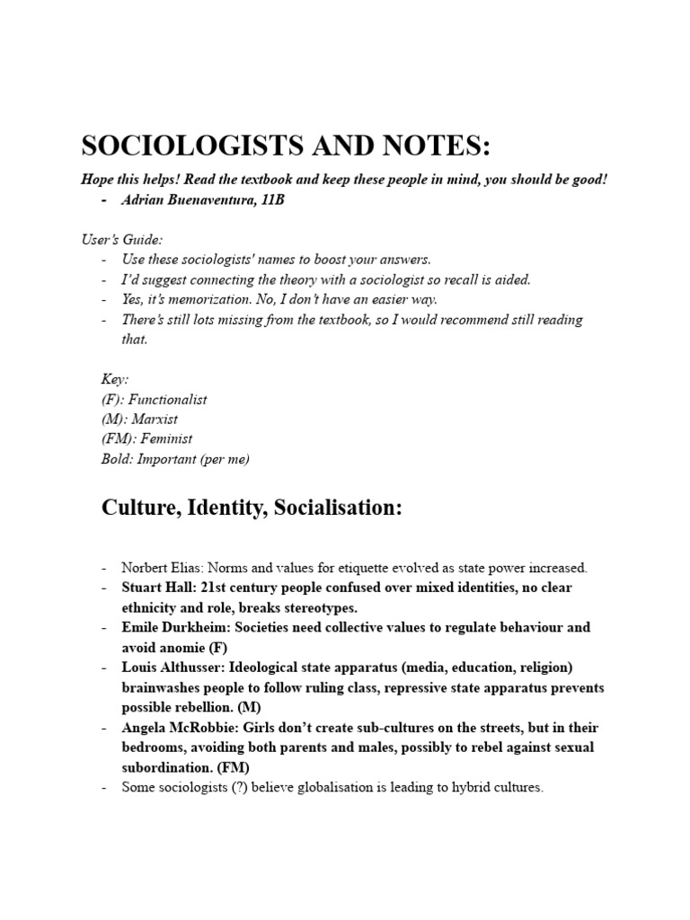 Notable Sociologists & Info. | PDF | Deviance (Sociology ...
