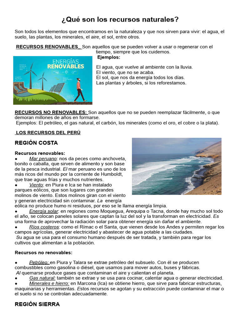 ¿Qué Son Los Recursos Naturales | PDF | Energía renovable | Agua