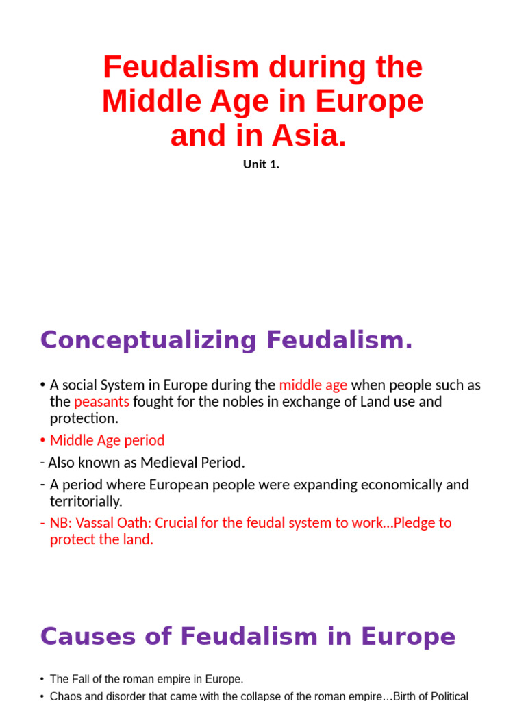 UNIT 1 Feudalism During The Middle Age | PDF | Feudalism | Knight