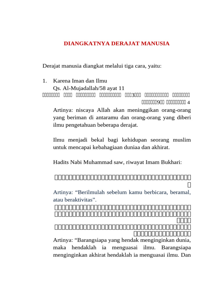 Meningkatkan Derajat Manusia melalui Iman | PDF