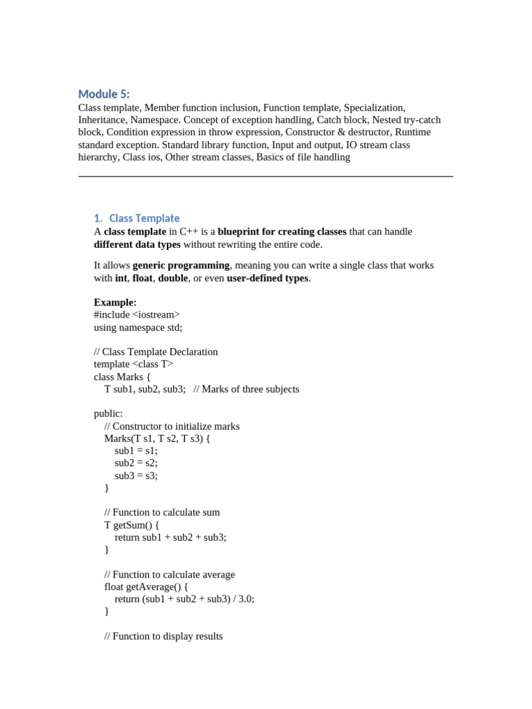 Module 5 | PDF | Class (Computer Programming) | Namespace