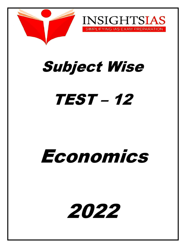 Subject Wise: TEST - 12 | PDF | Gross Domestic Product | Money Supply