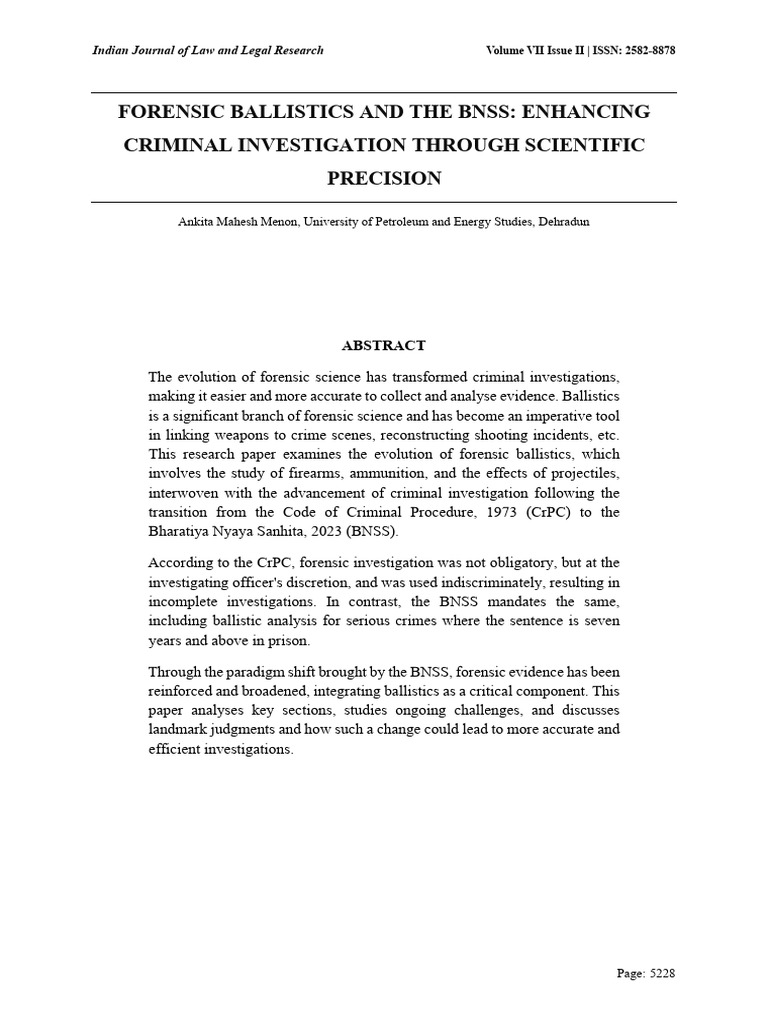 Forensic Ballistics and The Bnss - Enhancing Criminal Investigation ...