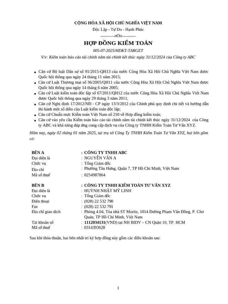Mau Hop Dong | PDF