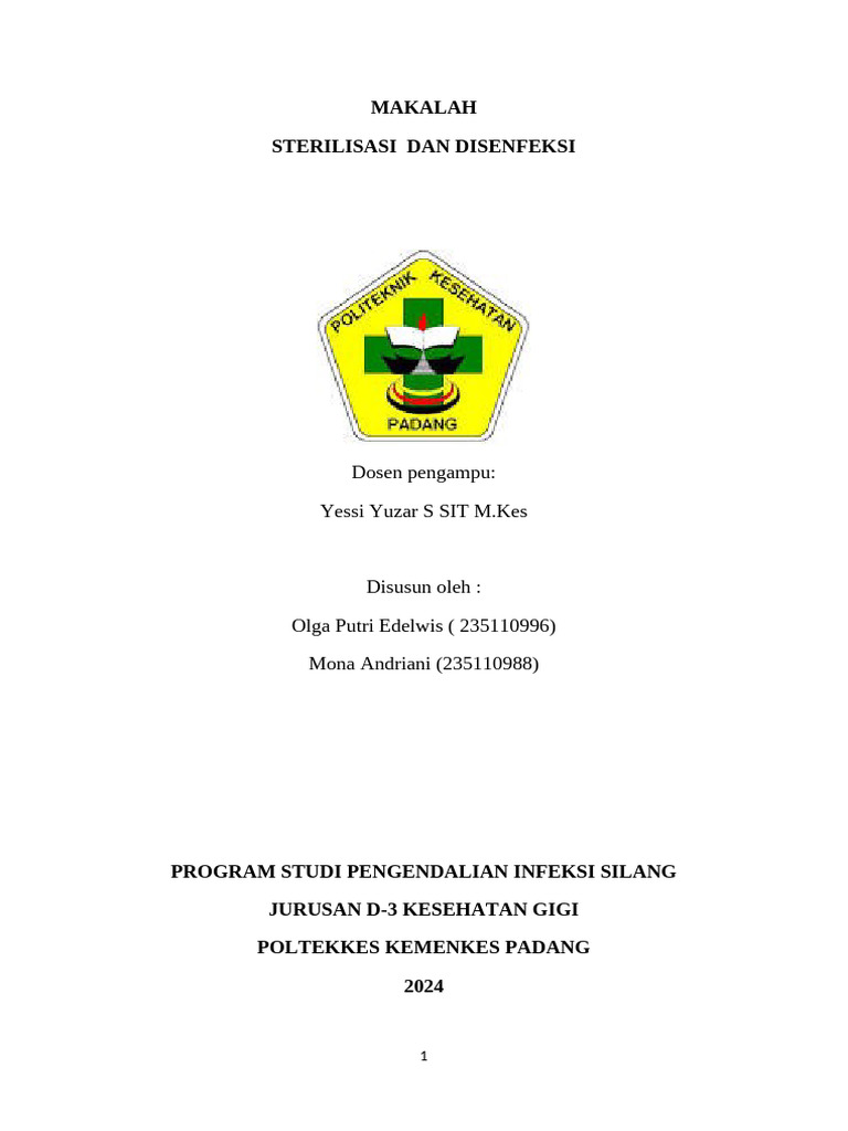 Sterilisasi dan Disinfeksi Alat Kesehatan | PDF