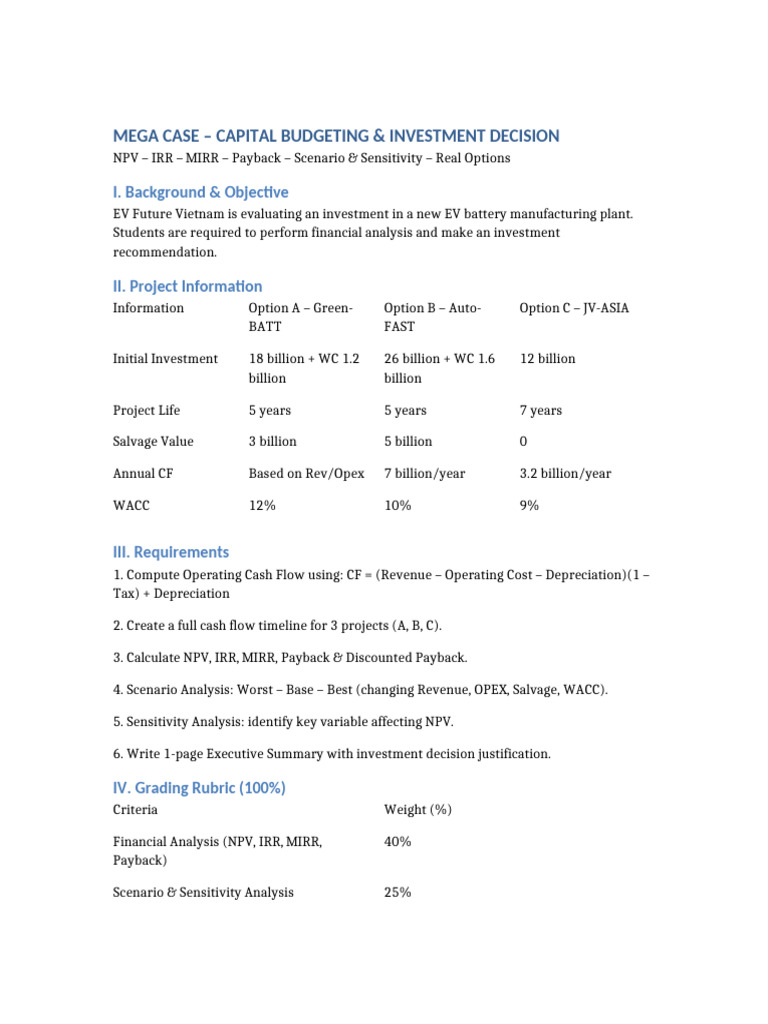 Capital Budgeting Case Assignment en | PDF