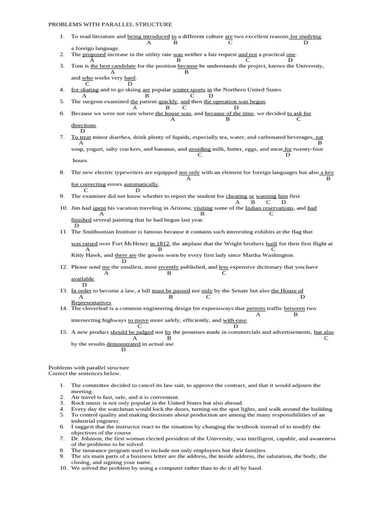 Problems With Parallel Structure | PDF