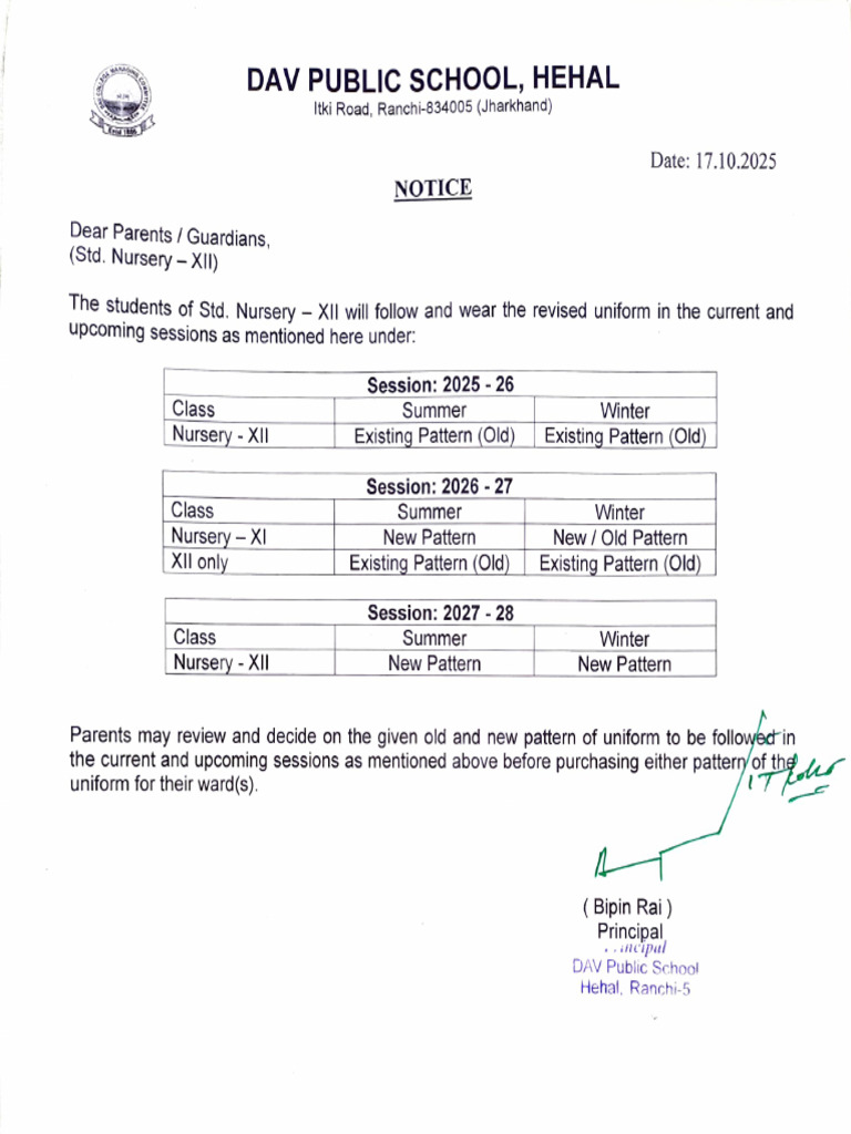 DAV School New Uniform Guidelines 2026 | PDF