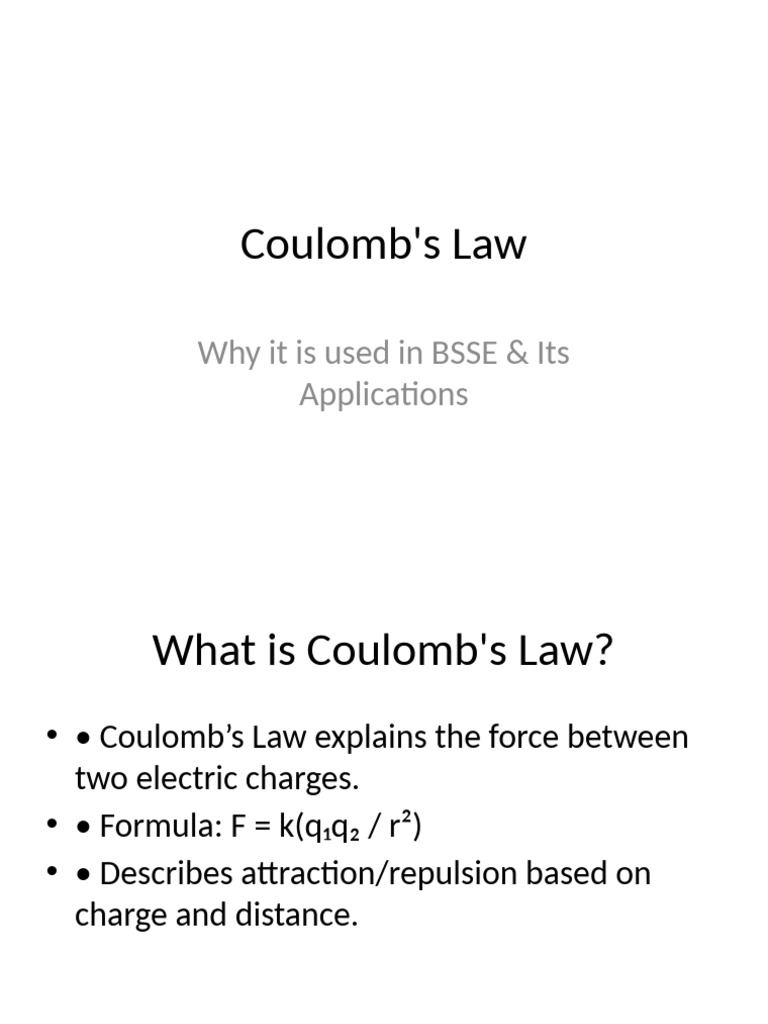 Coulombs Law BSSE Presentation | PDF