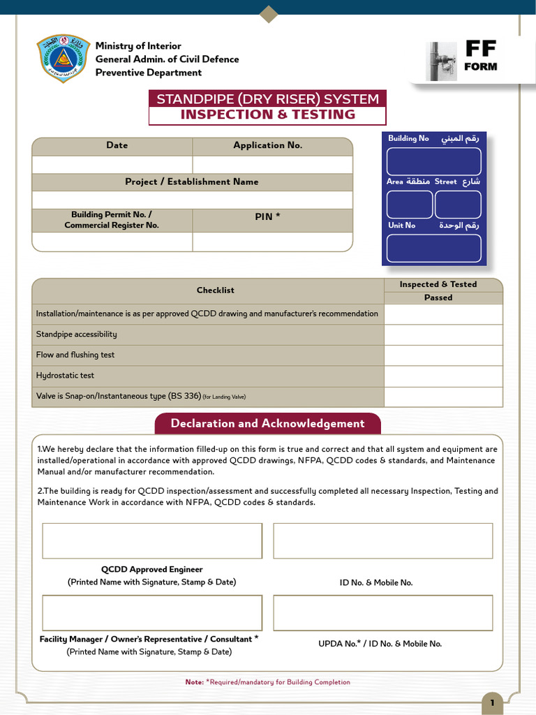 Standpipe (Dry Riser) System Inspection & Testing | PDF