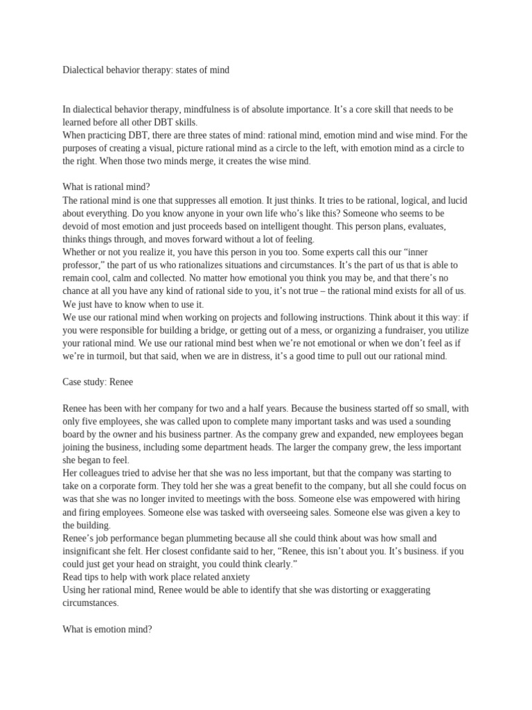 Dialectical Behavior Therapy | PDF | Mind | Rationality