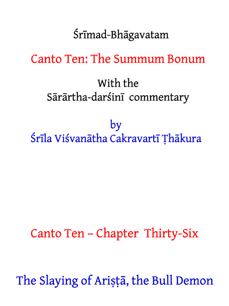 Śrīmad-Bhāgavatam: Canto Ten: The Summum Bonum | PDF | Forms Of Vishnu ...