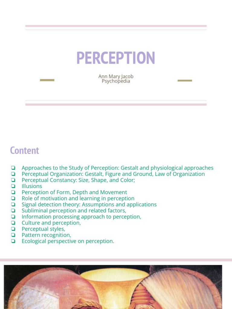 Understanding Perception: Key Concepts | PDF | Perception | Visual Cortex
