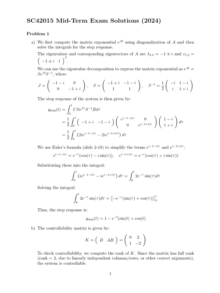 Mid_sol_2024 | PDF | Eigenvalues And Eigenvectors | Linear Algebra