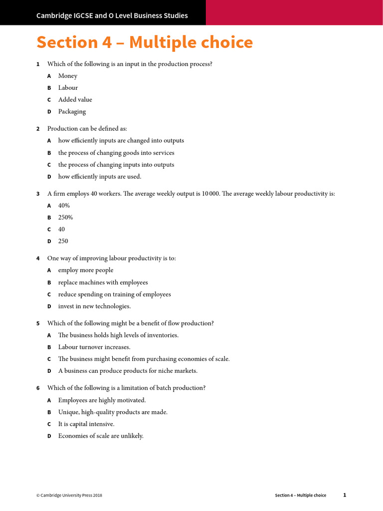 Section 4 - Multiple-Choice Questions | PDF | Labour Economics ...