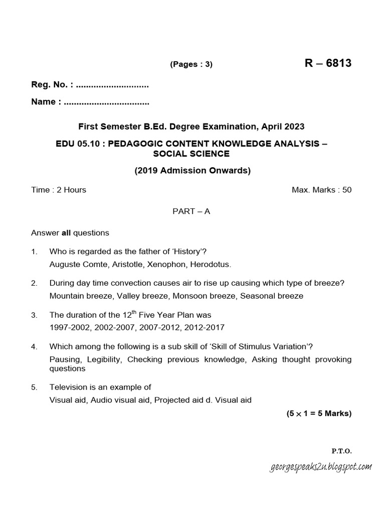 17 B.ed question paper | PDF