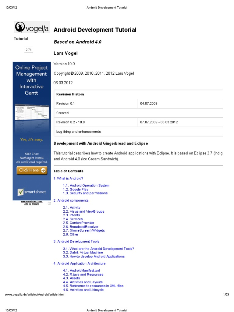 Android Development Tutorial PDF | PDF | Android (Operating System) | Eclipse (Software)