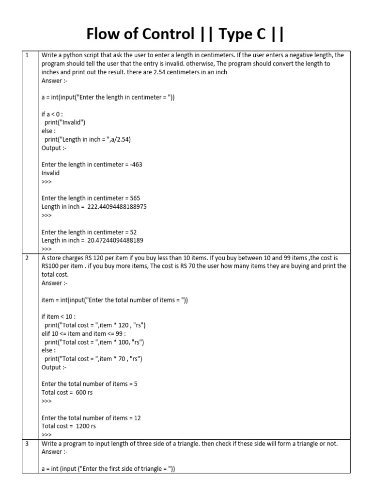 Flow of Control Type - C | PDF | Equity (Finance) | Financial Economics