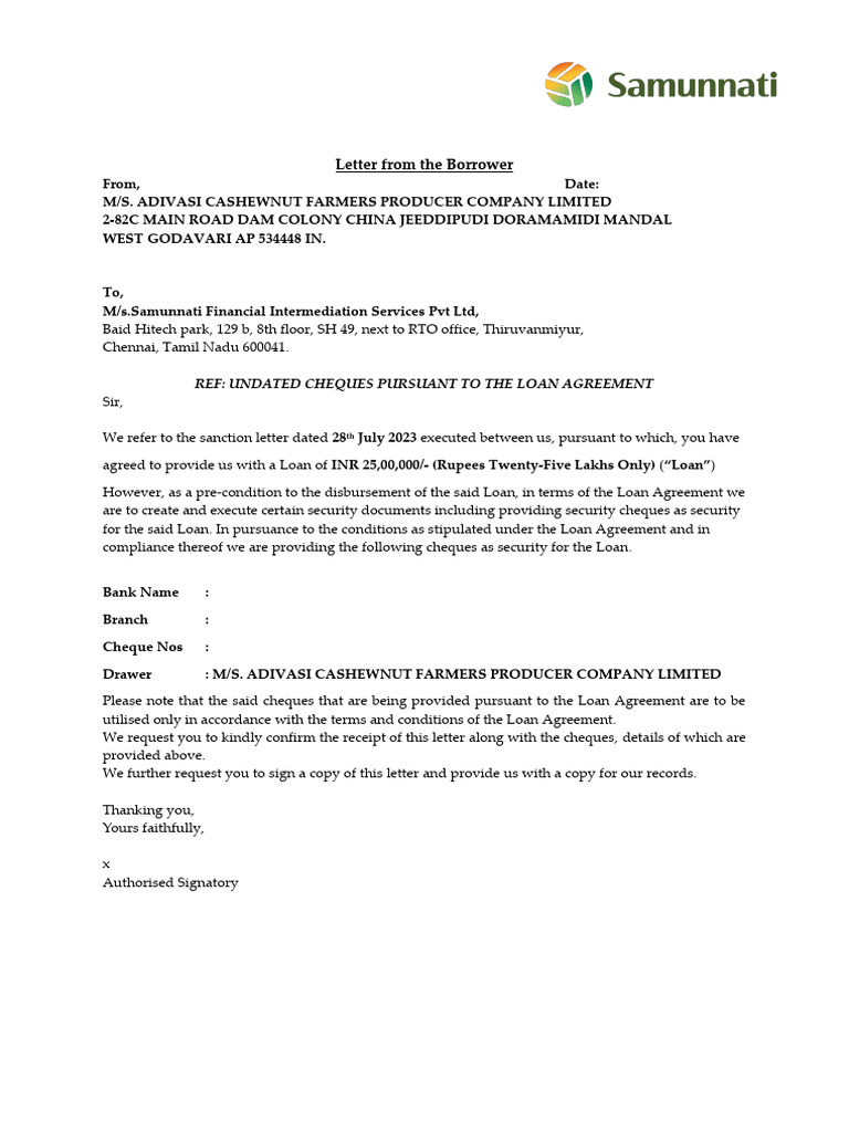 Letter From The Borrower | PDF