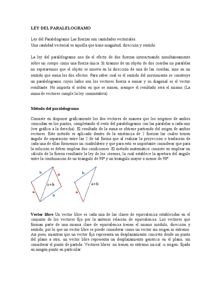 Ley del Paralelogramo en Vectores | PDF | Vector Euclidiano | Espacio