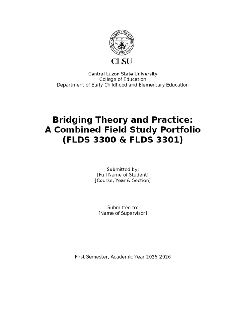 CLSU Early Education Field Study Portfolio | PDF | Teachers | Learning