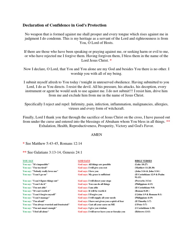 Declaration of Confidence in God | PDF | God | Spirituality