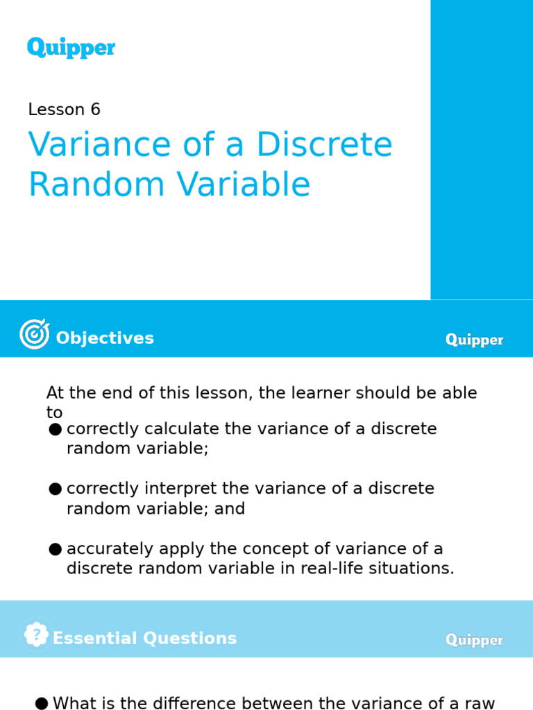 Variance-of-a Discrete Random Variable | PDF | Variance | Standard ...