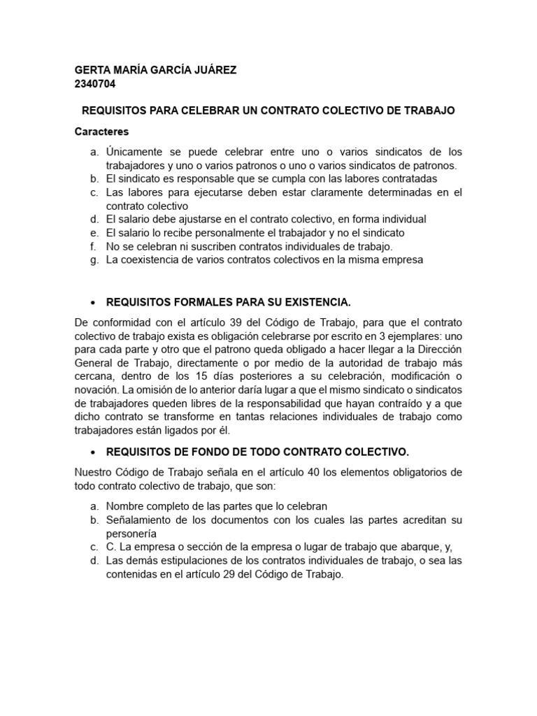 Requisitos Para Celebrar Un Contrato Colectivo de Trabajo - Gerta ...