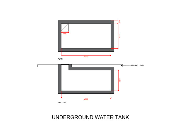 Underground Water Tank Plan and Section | PDF